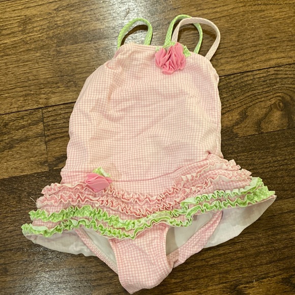Kate Mack | Swim | Girls Pink And Green Gingham Swimsuit | Poshmark